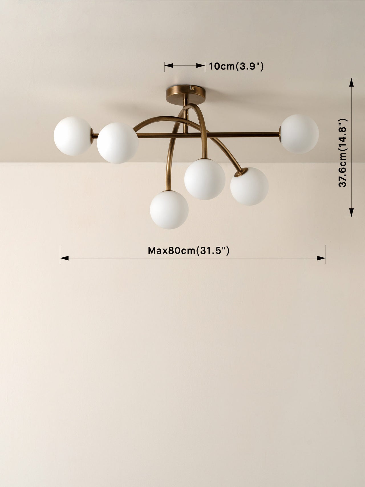 Buy Perry - 6 light aged brass and opal flush pendant by lights&lamps