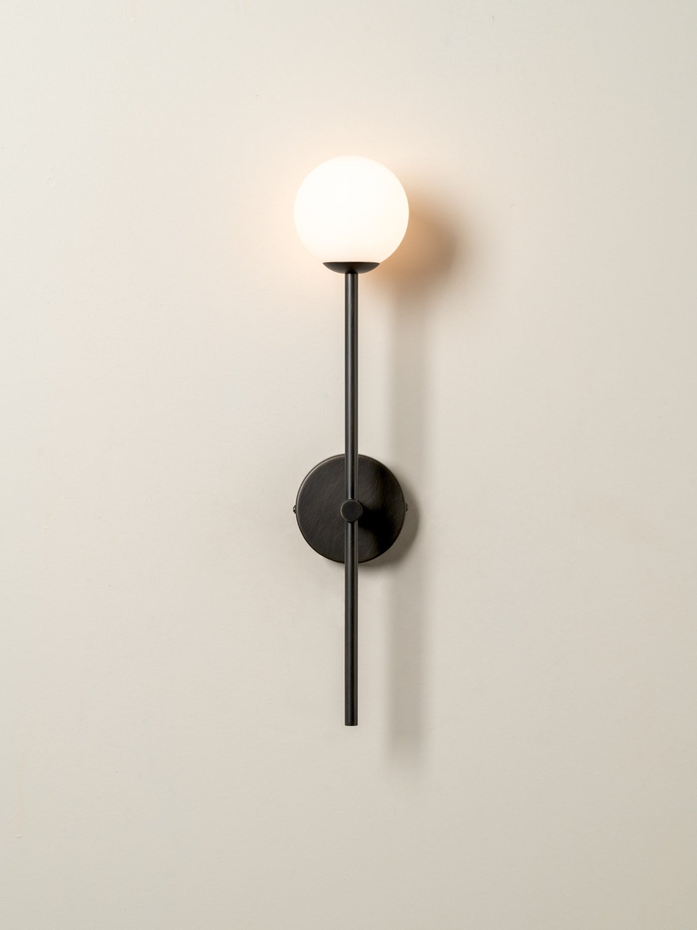 Chelso - matt black and opal wall light | Lights and Lamps