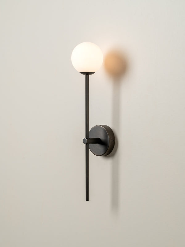Chelso - matt black and opal wall light | Lights and Lamps
