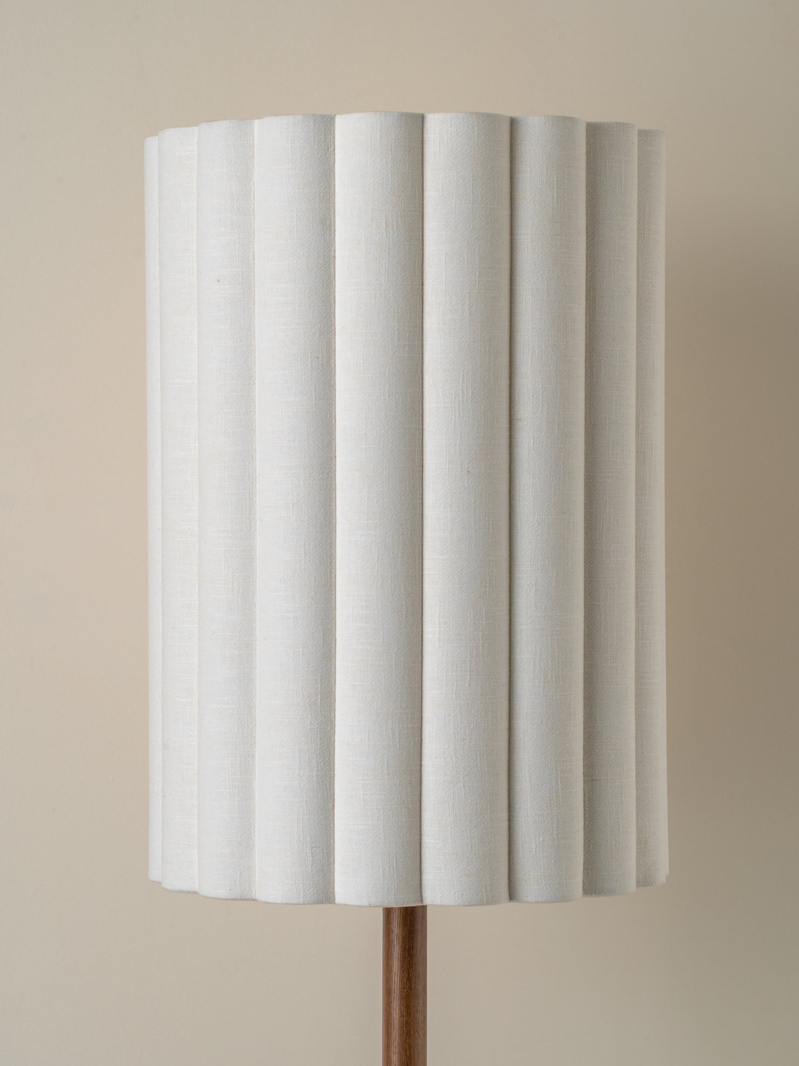 Folia - walnut wood and scalloped natural linen floor lamp