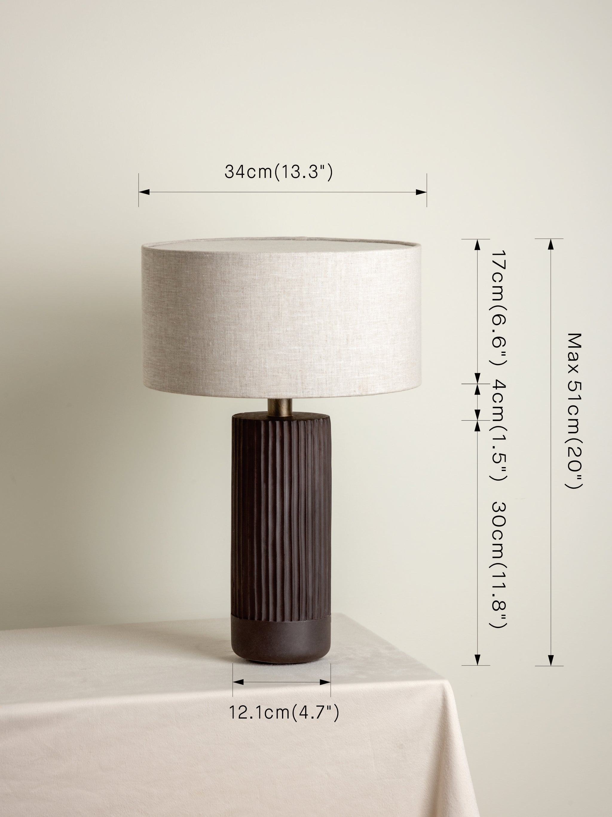 Nitara - chocolate ribbed concrete table lamp