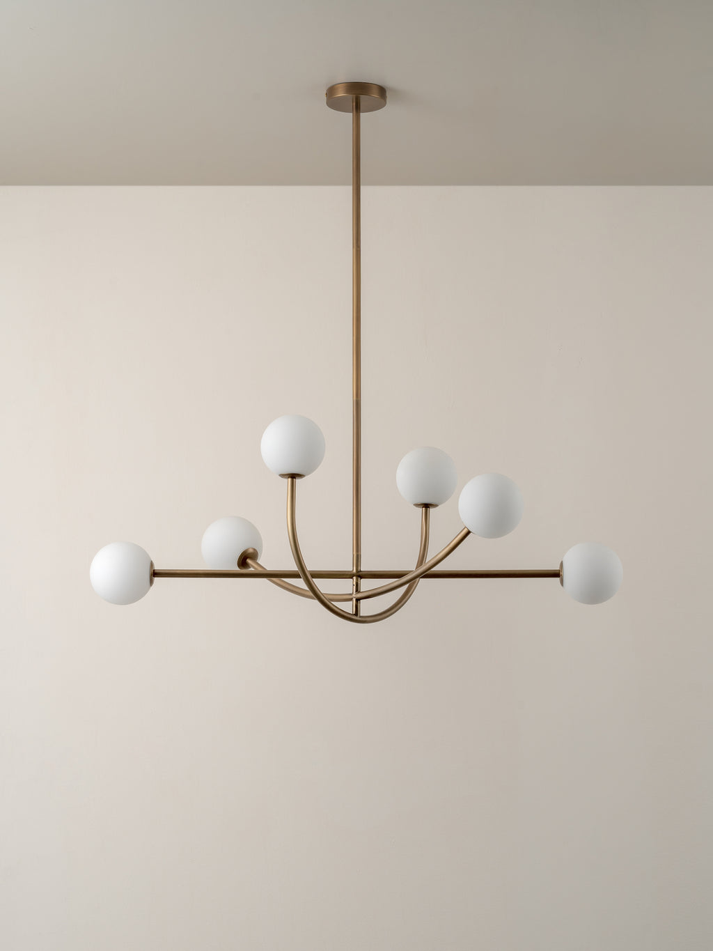 Buy Perry - 6 light aged brass and opal pendant by lights&lamps