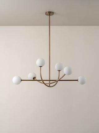 Buy Perry - 6 light aged brass and opal pendant by lights&lamps