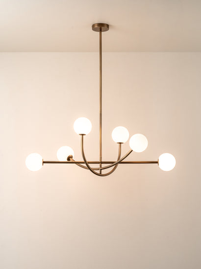 Buy Perry - 6 light aged brass and opal pendant by lights&lamps