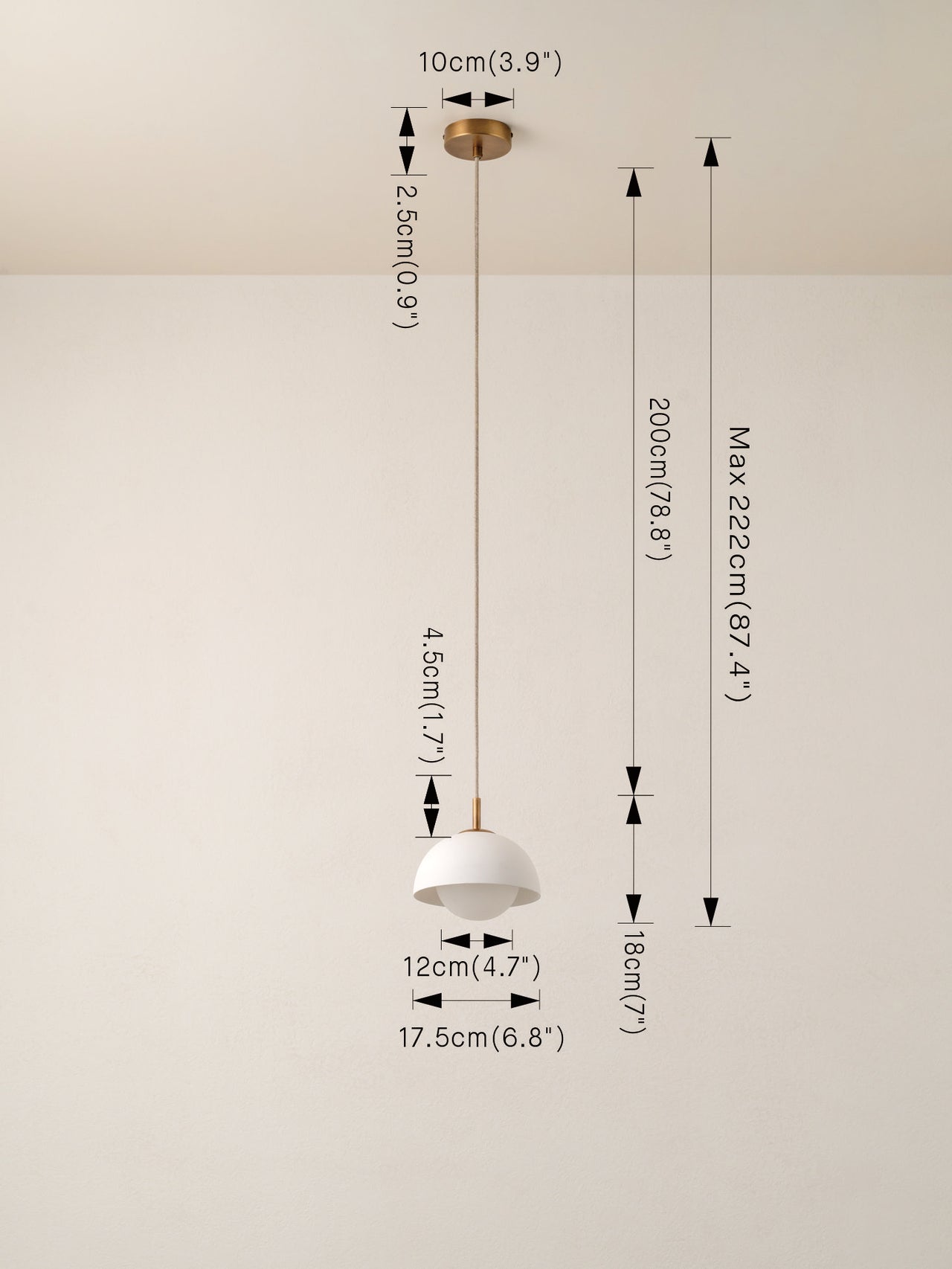 Buy Porsa - 1 light aged brass and warm white porcelain pendant by ...