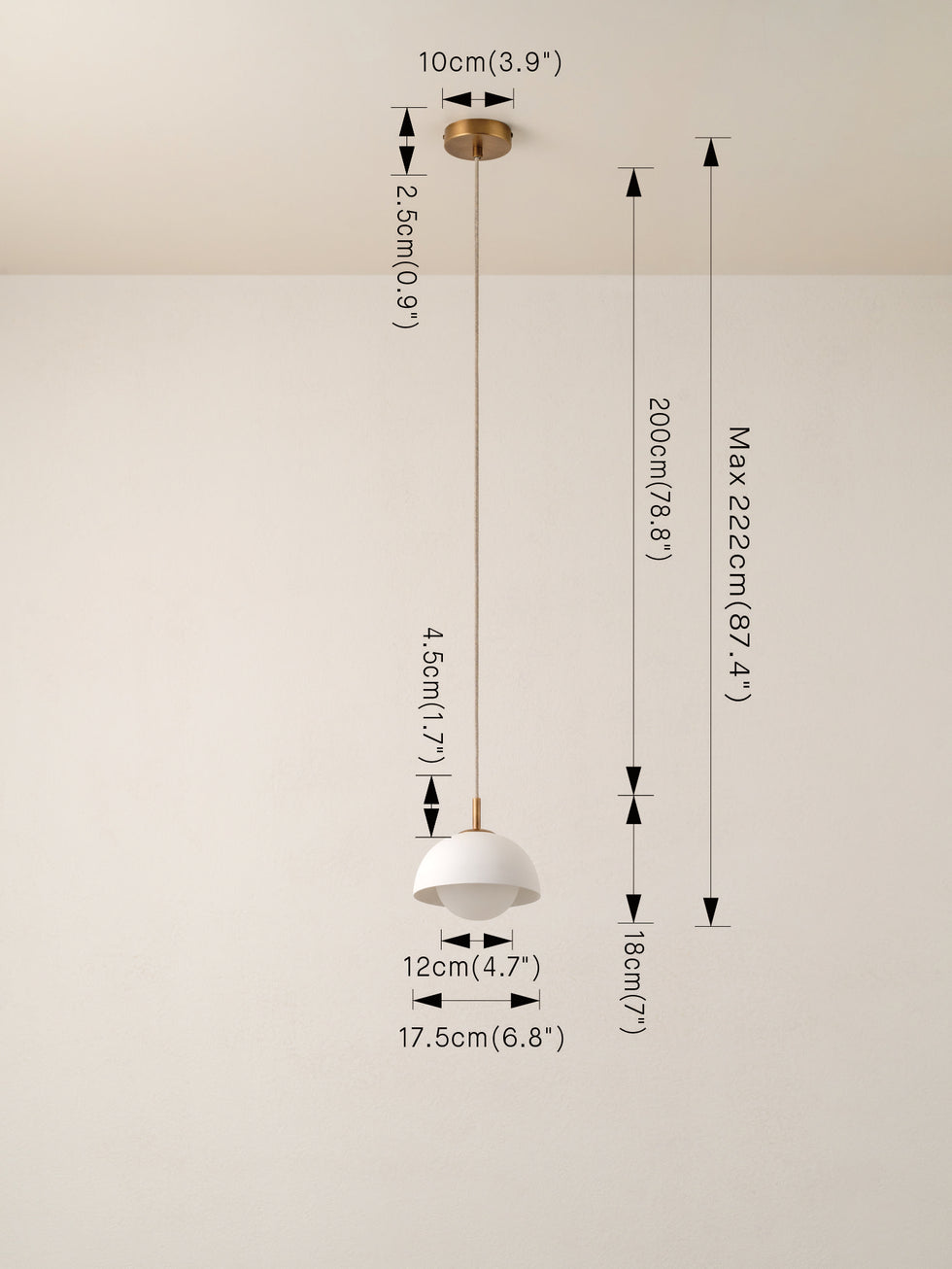 Buy Porsa - 1 light aged brass and warm white porcelain pendant by ...