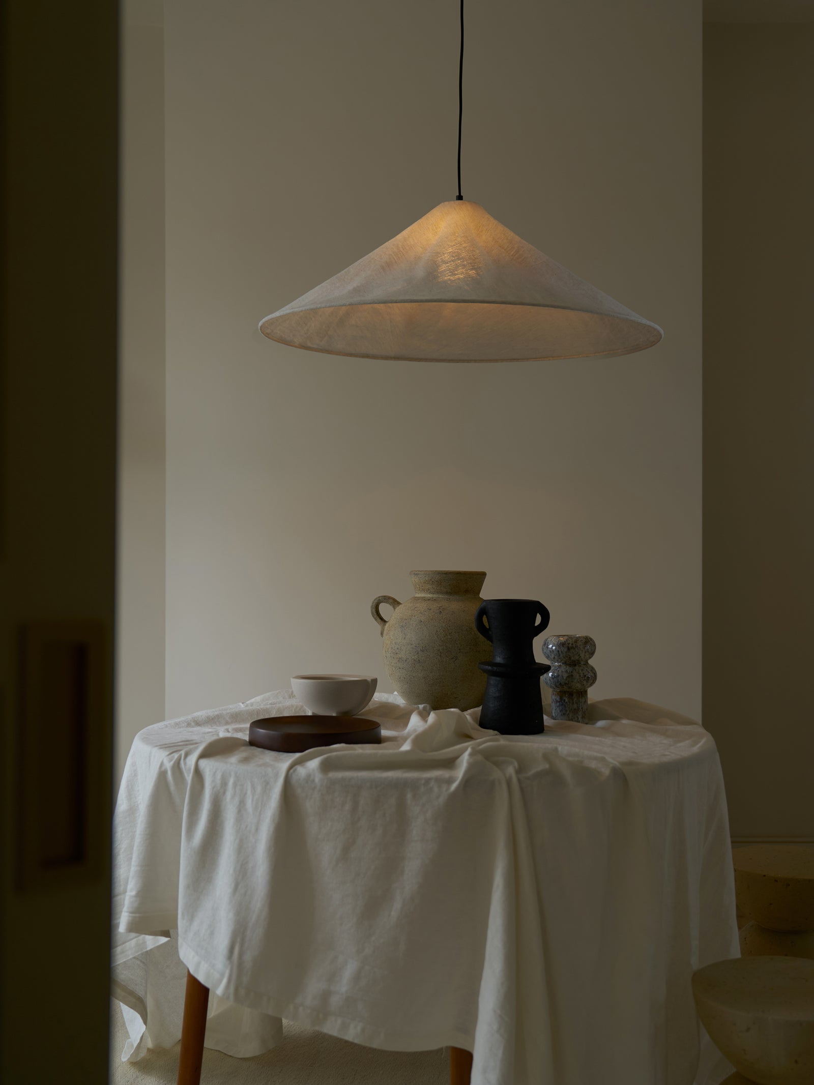Siya - collapsible oversized linen shade | Lights & Lamps