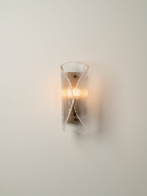 Cannoli - aged brass and textured glass wall light