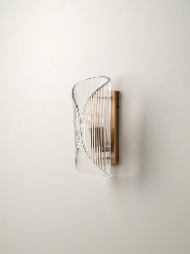Cannoli - aged brass and textured glass wall light