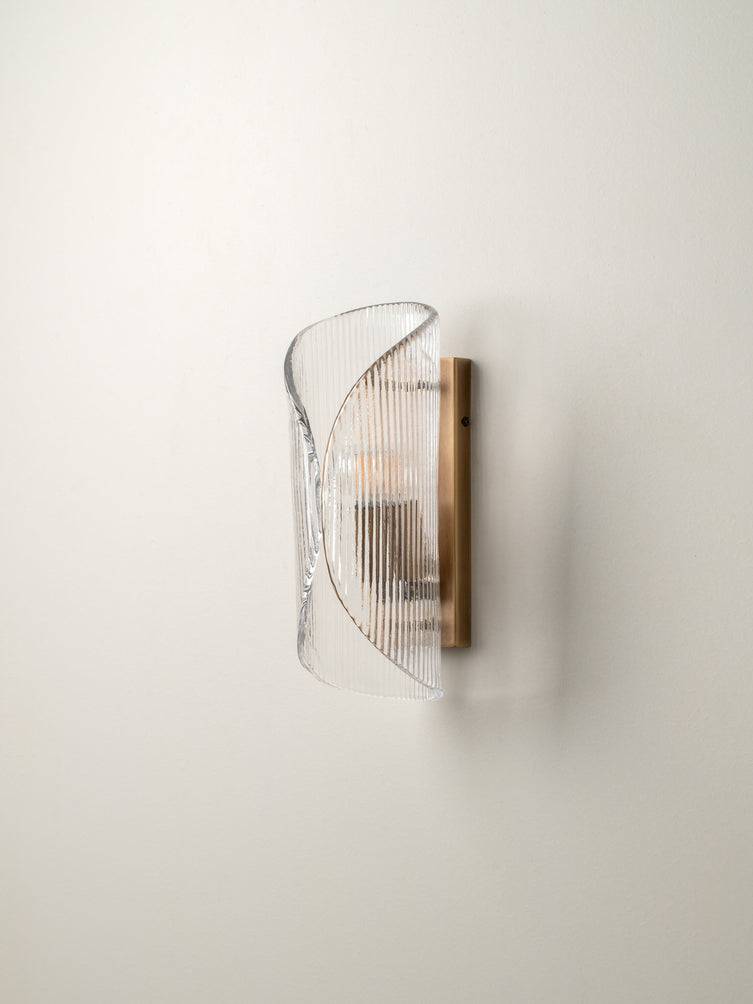 Cannoli - aged brass and textured glass wall light