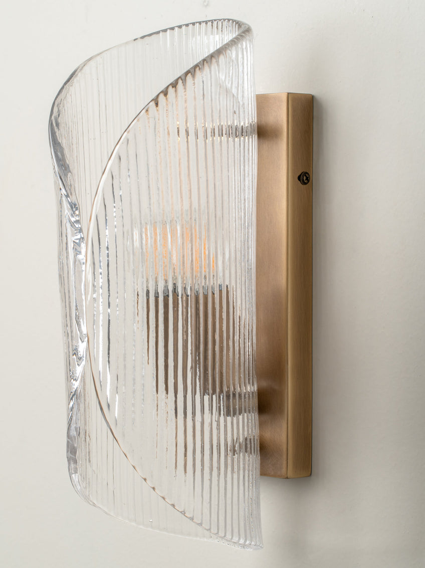 Cannoli - aged brass and textured glass wall light