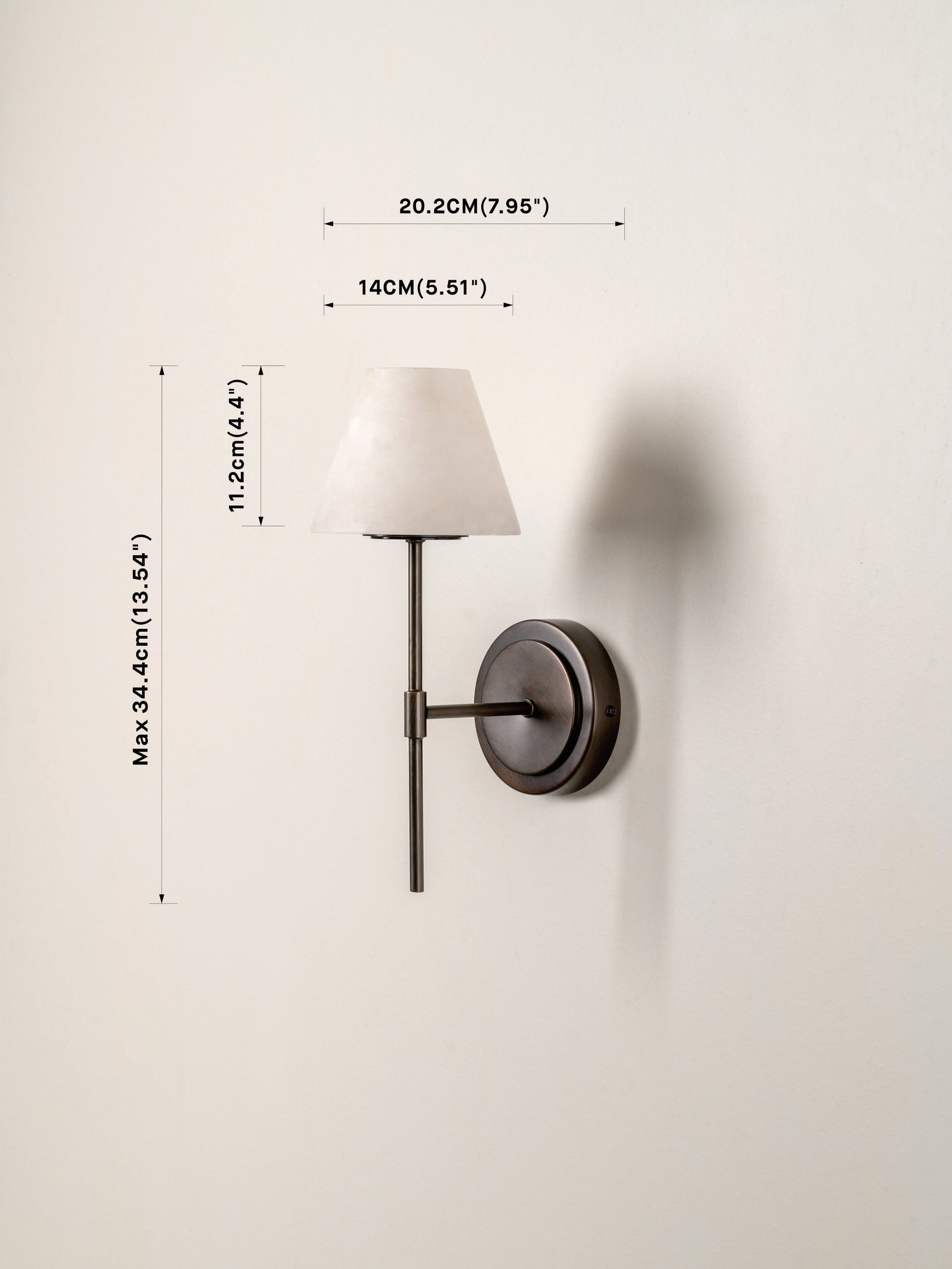 Alba - 1 light alabaster and bronze wall light
