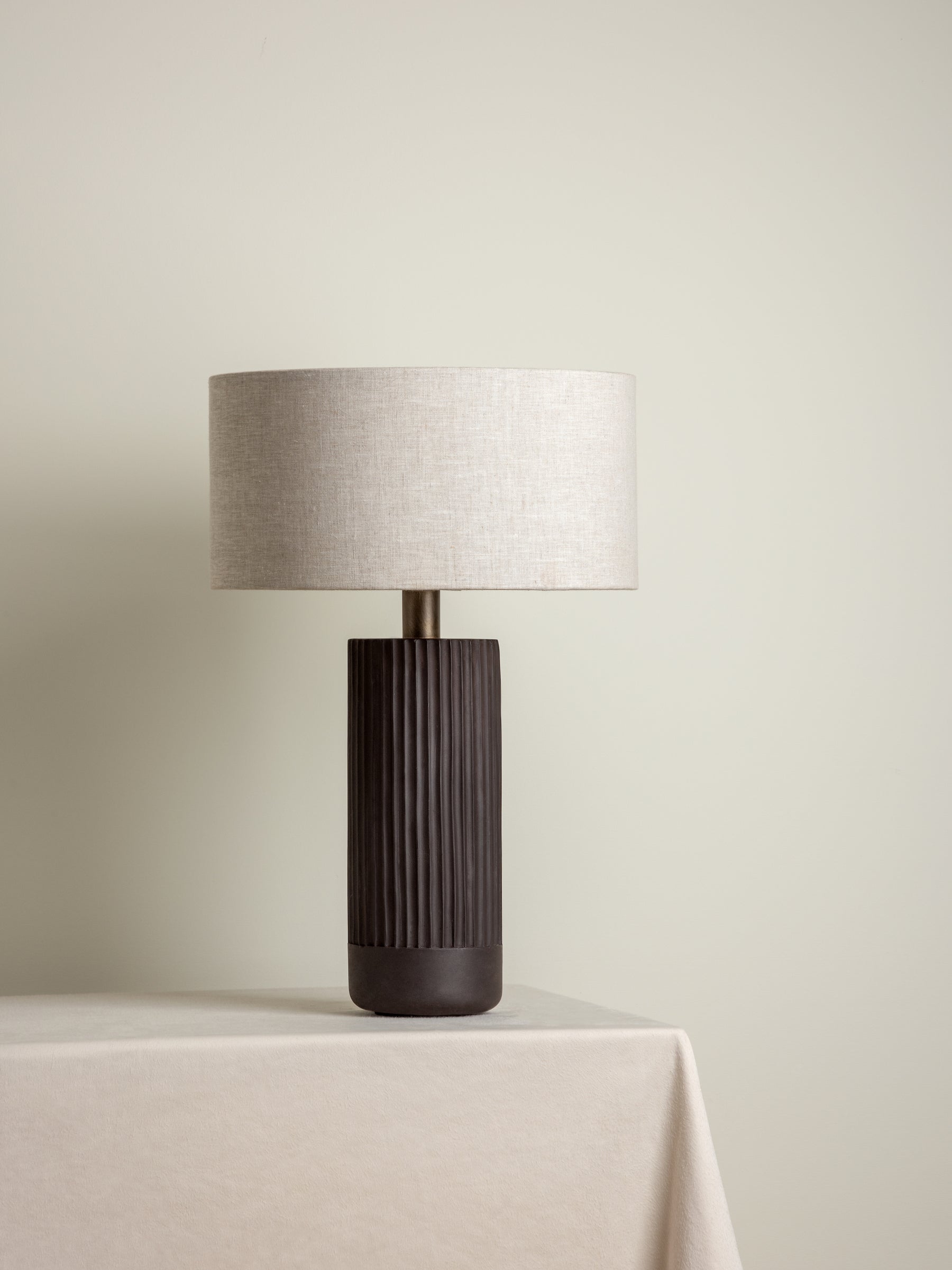 Nitara - chocolate ribbed concrete table lamp | Lights & Lamps