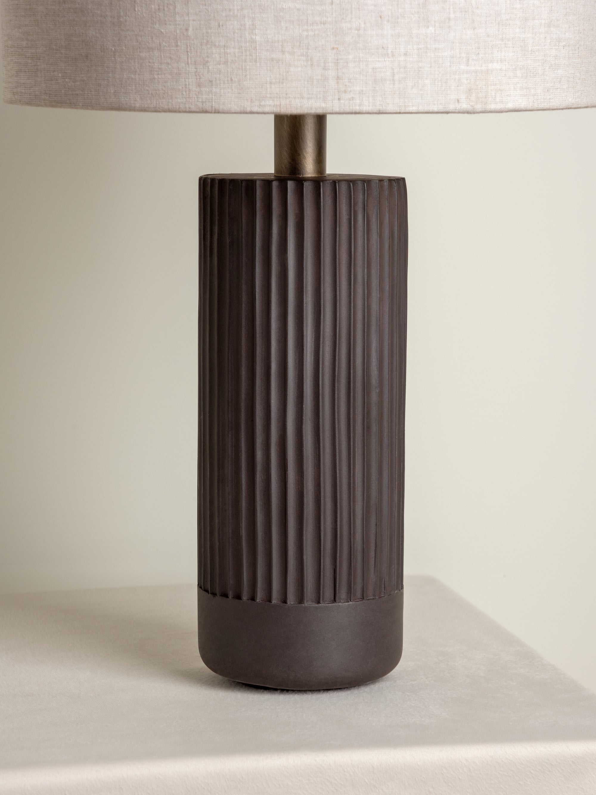 Nitara - chocolate ribbed concrete table lamp | Lights & Lamps